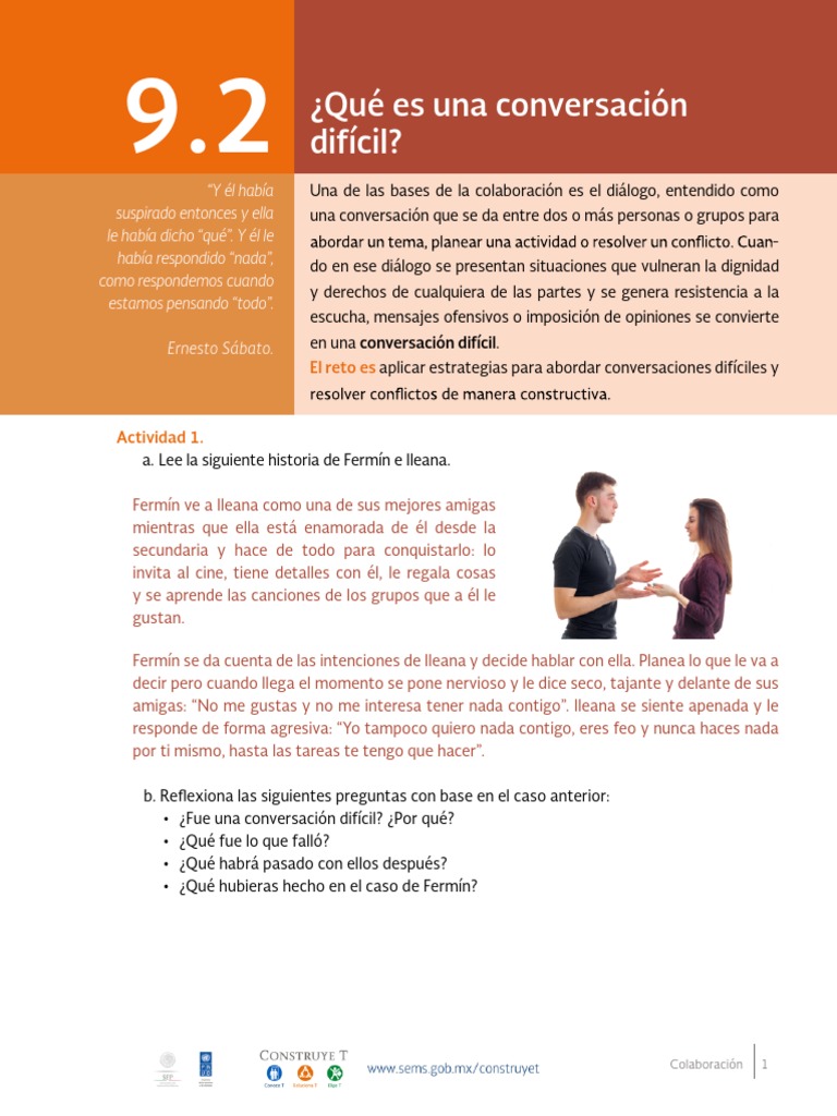 9.2 E Que Es Una Conversacion Dificil M3 R2 | PDF