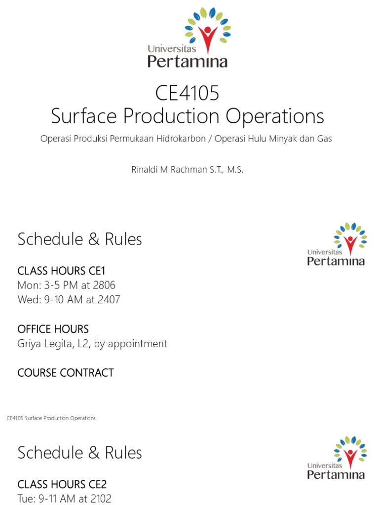 CE4105 Surface Production Operations: Operasi Produksi Permukaan ...