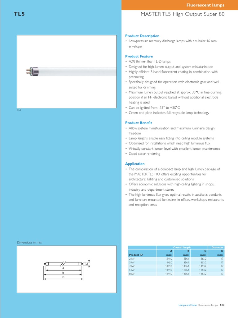 MASTER TL5 High Output Super 80: Product Description | PDF ...