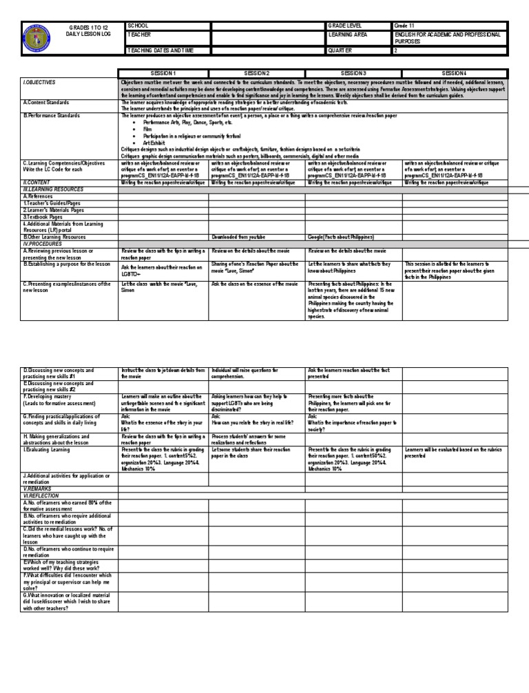 EAPP | PDF | Rubric (Academic) | Learning