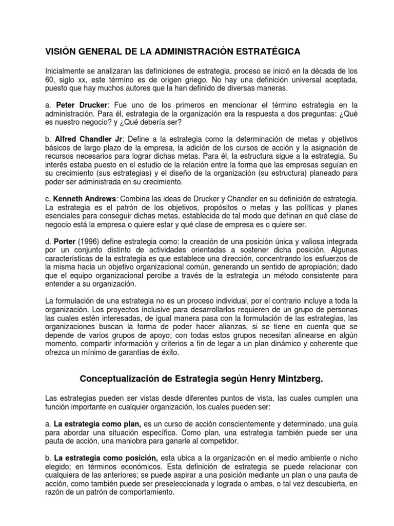 Vision General de La Administracion Estrategica | PDF | Planificación ...