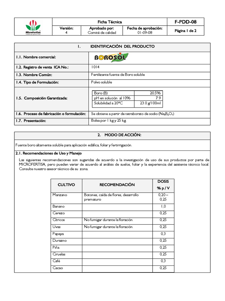 FT Borosol | PDF | Fertilizante | Patata
