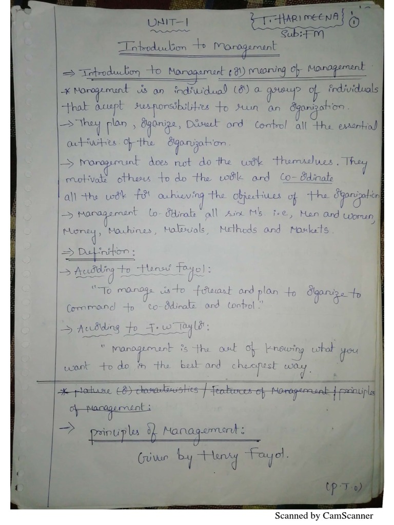Fundamentals of Management Notes JNTUH | PDF