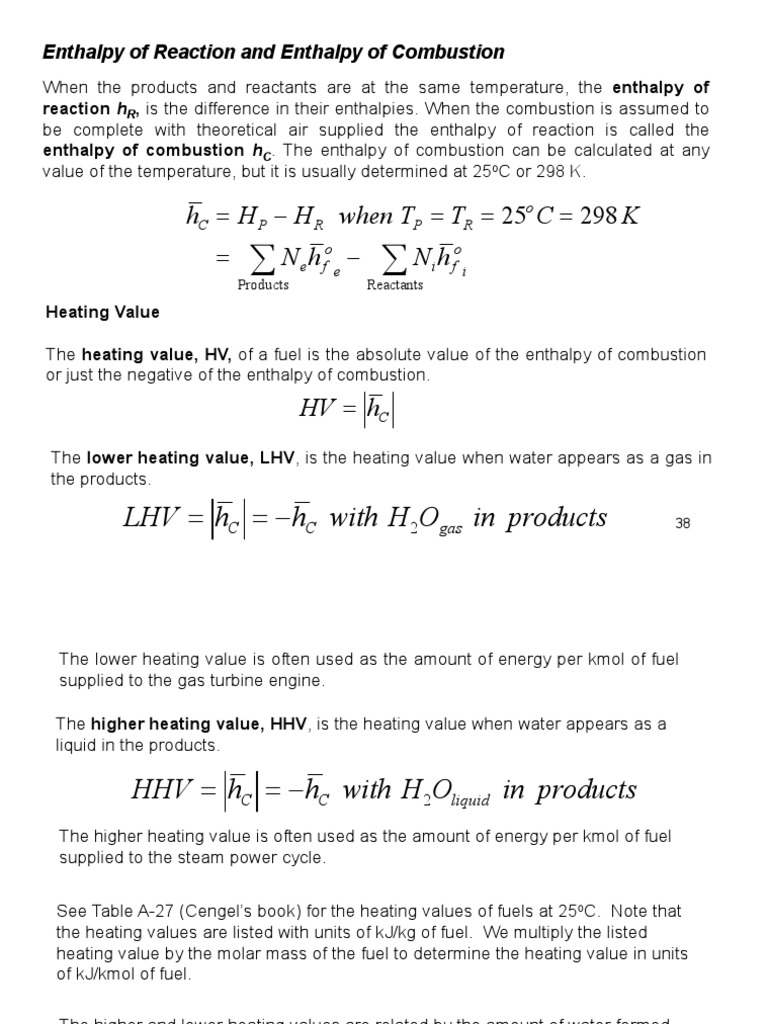 HHV, LHV, and Closed Systems. | PDF | Enthalpy | Combustion