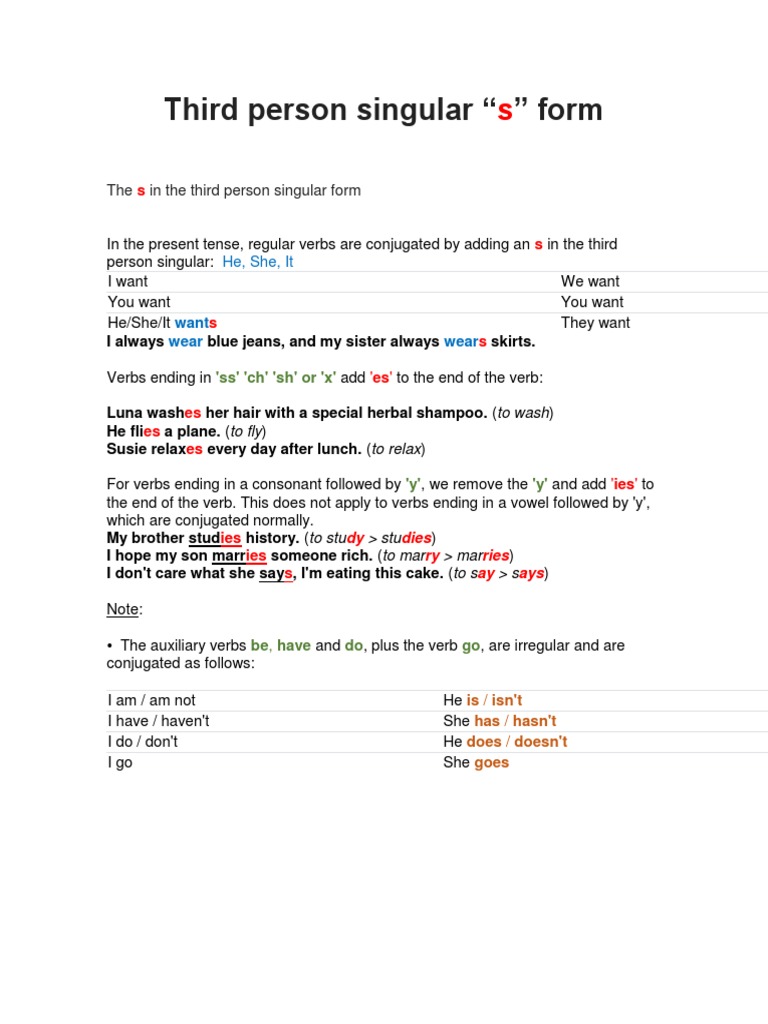 Third Person Singular | PDF