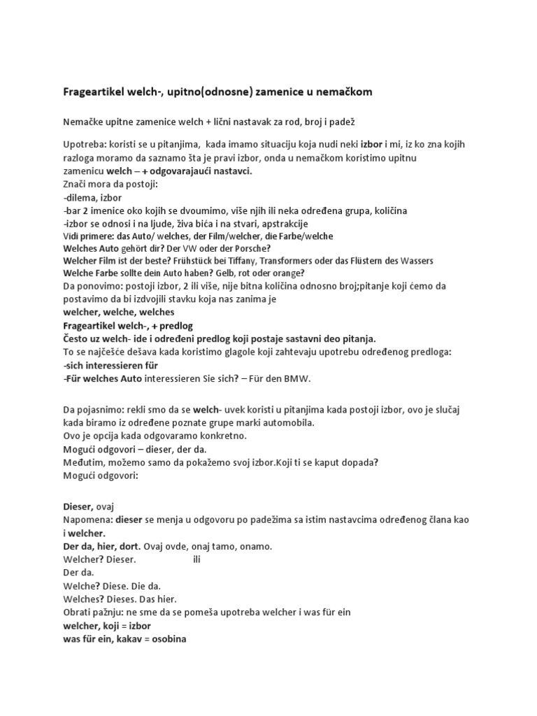 Upitne Recicenice U Nemackom Jeziku | PDF