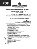 GAD Holiday Calendar 2025 | PDF | Government Of India | Government