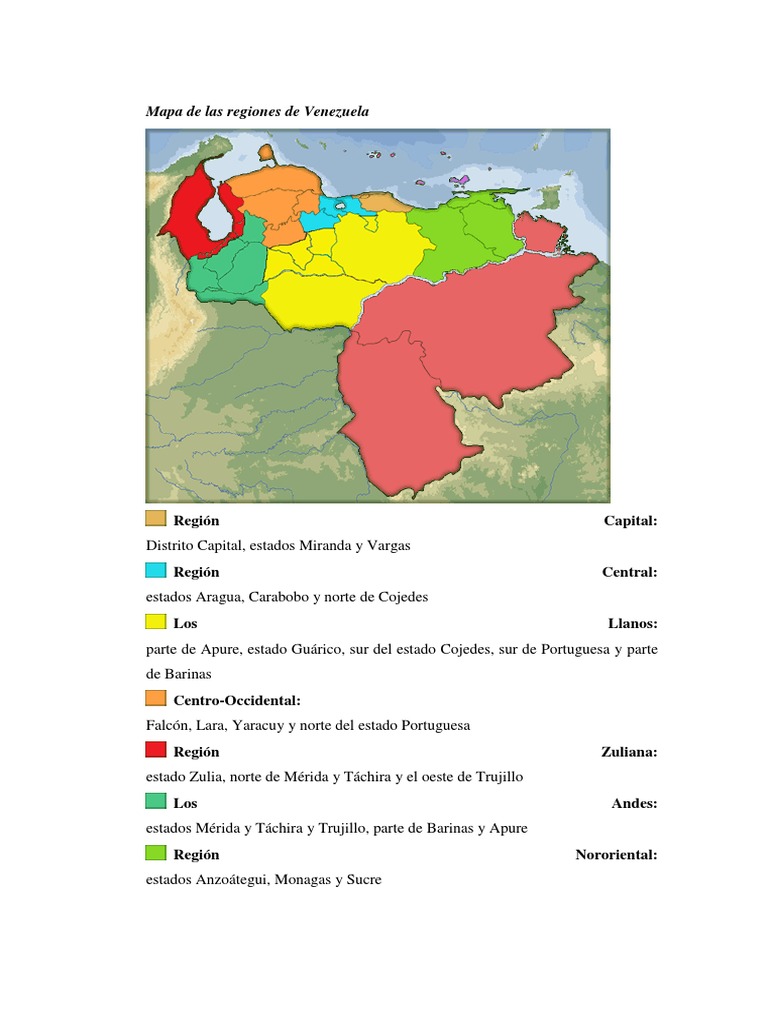 Mapa de Las Regiones de Venezuela | PDF