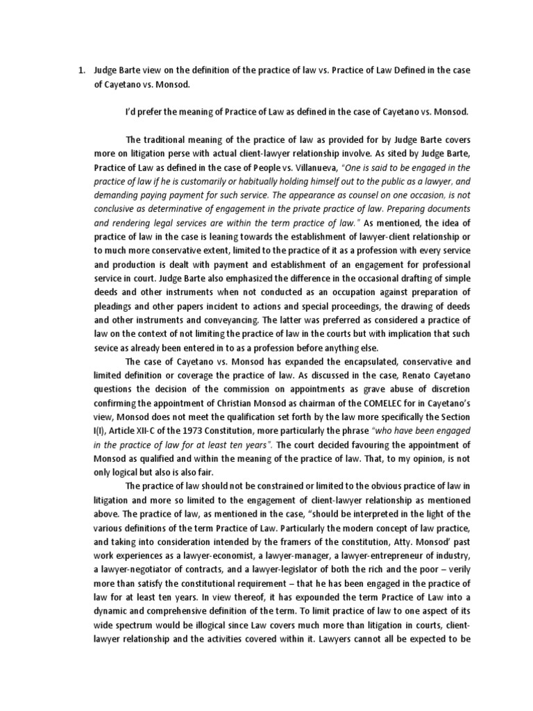 Legal Counseling Assignment No. 1 | PDF | Practice Of Law | Lawyer