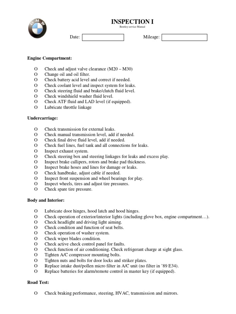 Merged BMW Inspections | PDF | Brake | Transmission (Mechanics)