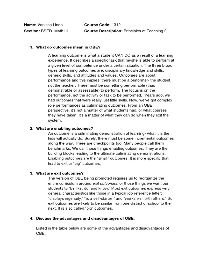 Obe | Download Free PDF | Curriculum | Learning