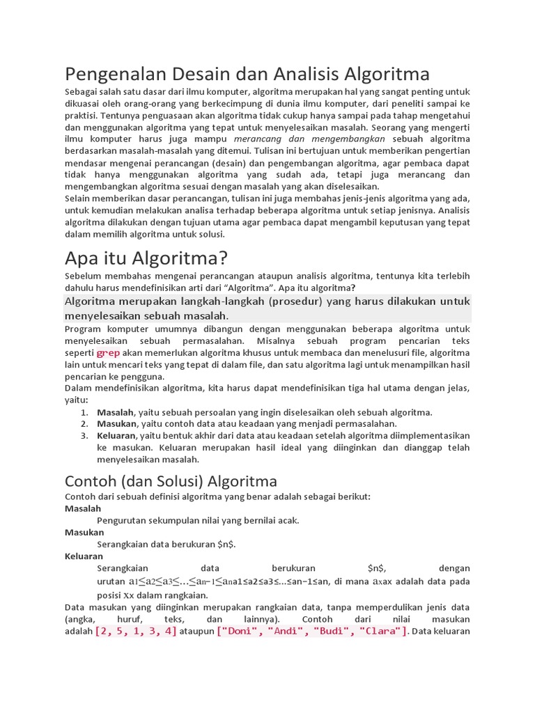 Pengenalan Desain Dan Analisis Algoritma | PDF