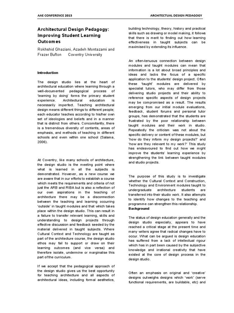Architectural Design Pedagogy PDF | PDF | Design | Pedagogy