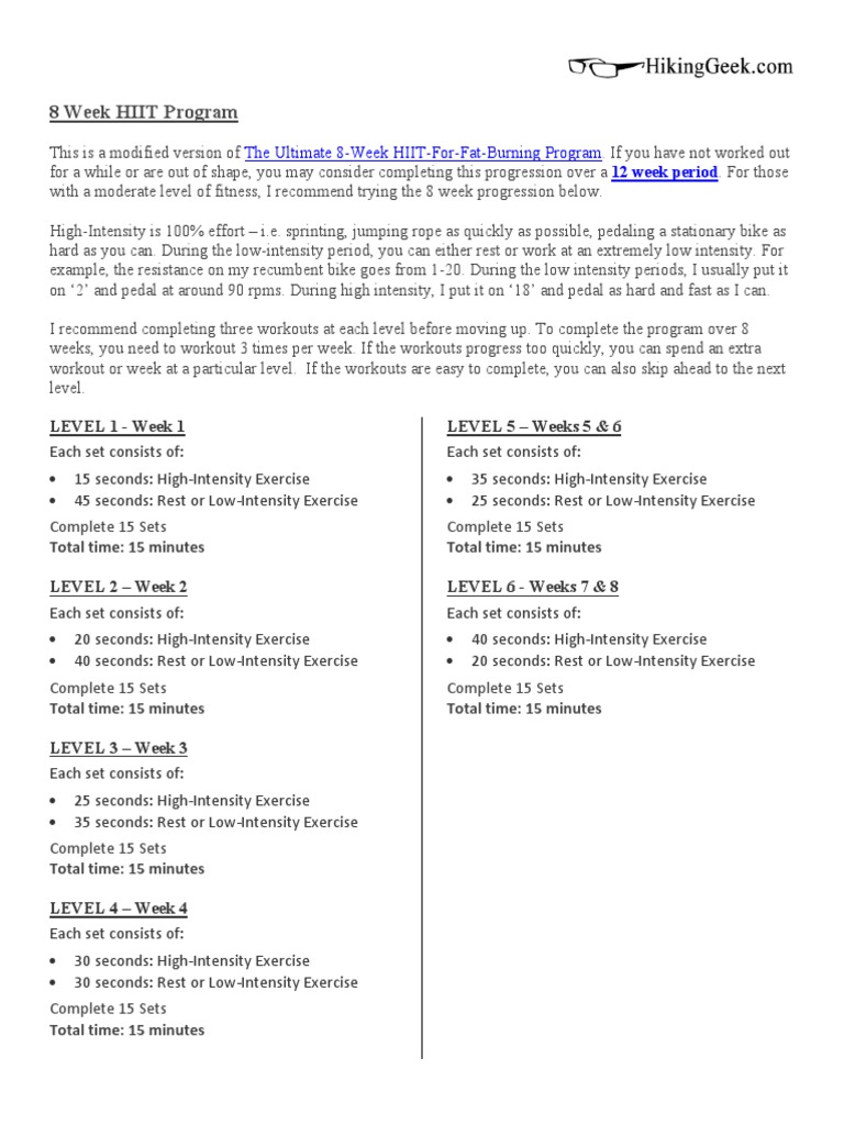 8 Week HITT Program PDF | PDF | Physical Exercise | Recreation