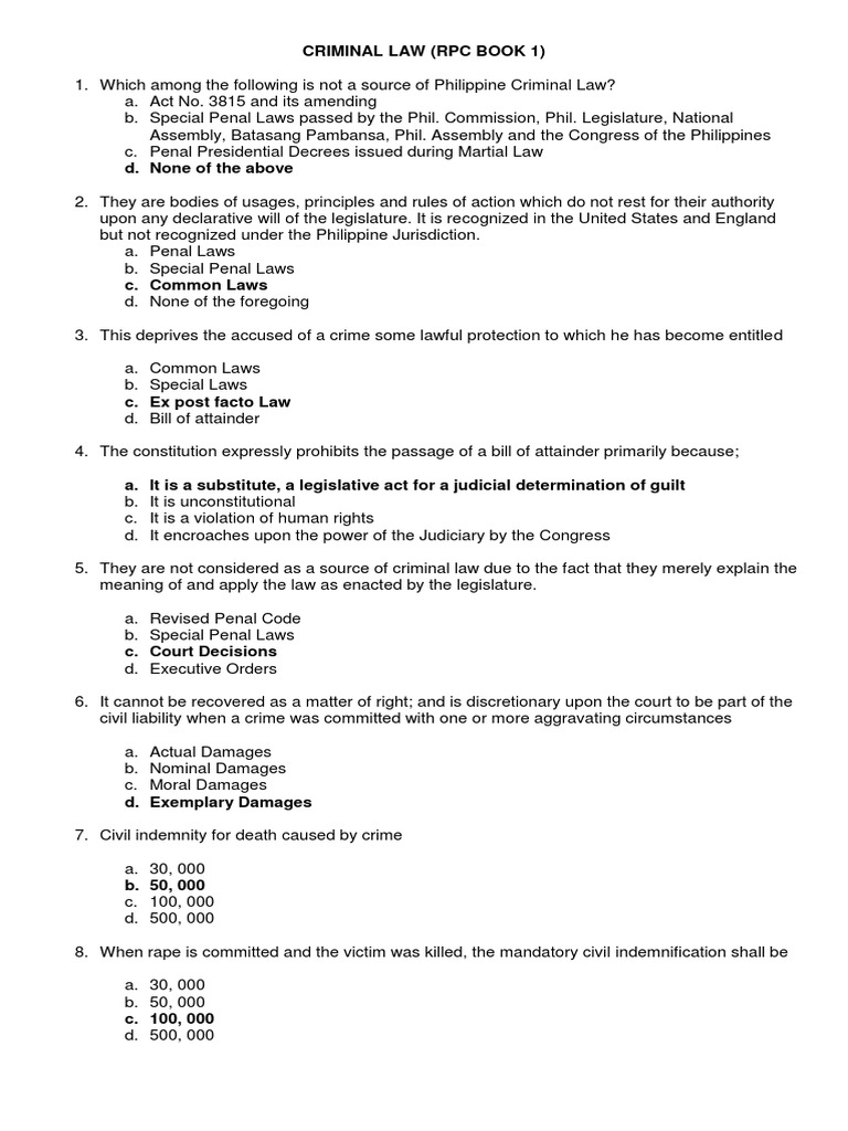 Criminal Law (RPC Book 1) | PDF | Crime & Violence | Crime Thriller