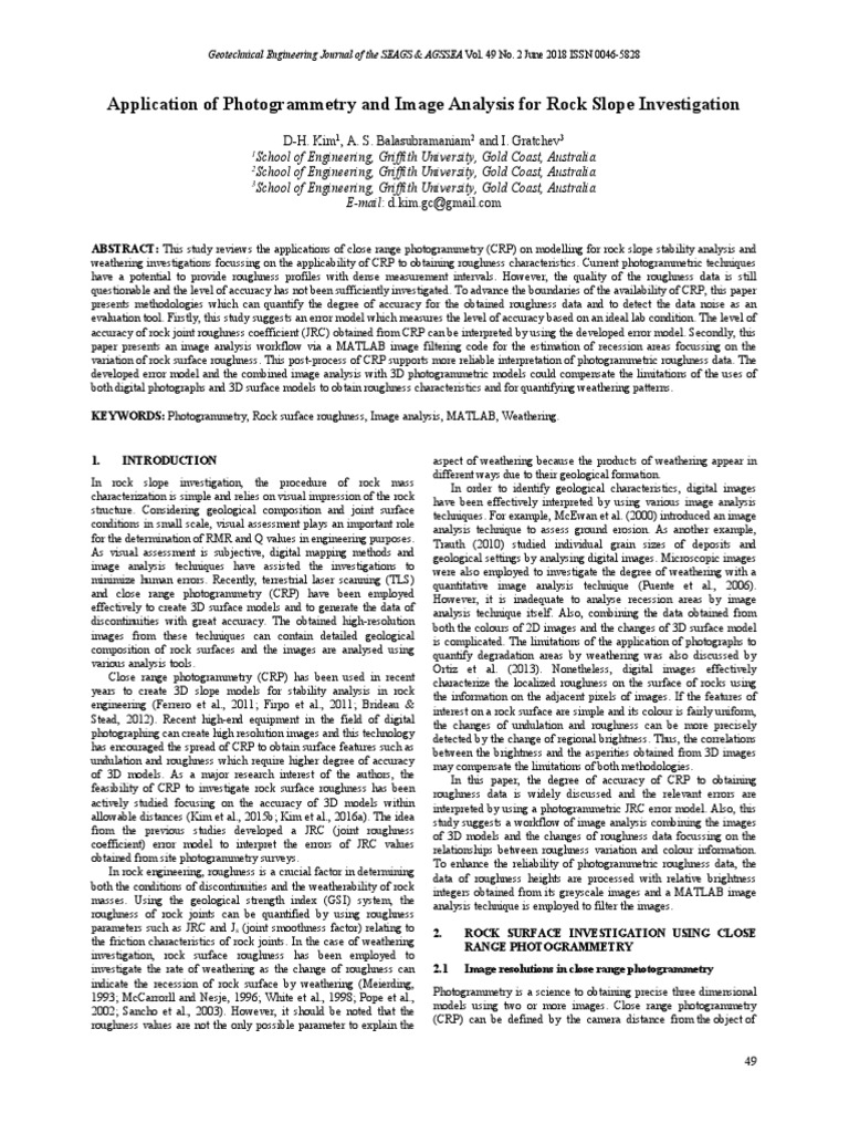 Application of Photogrammetry and Image PDF | PDF | Surface Roughness ...