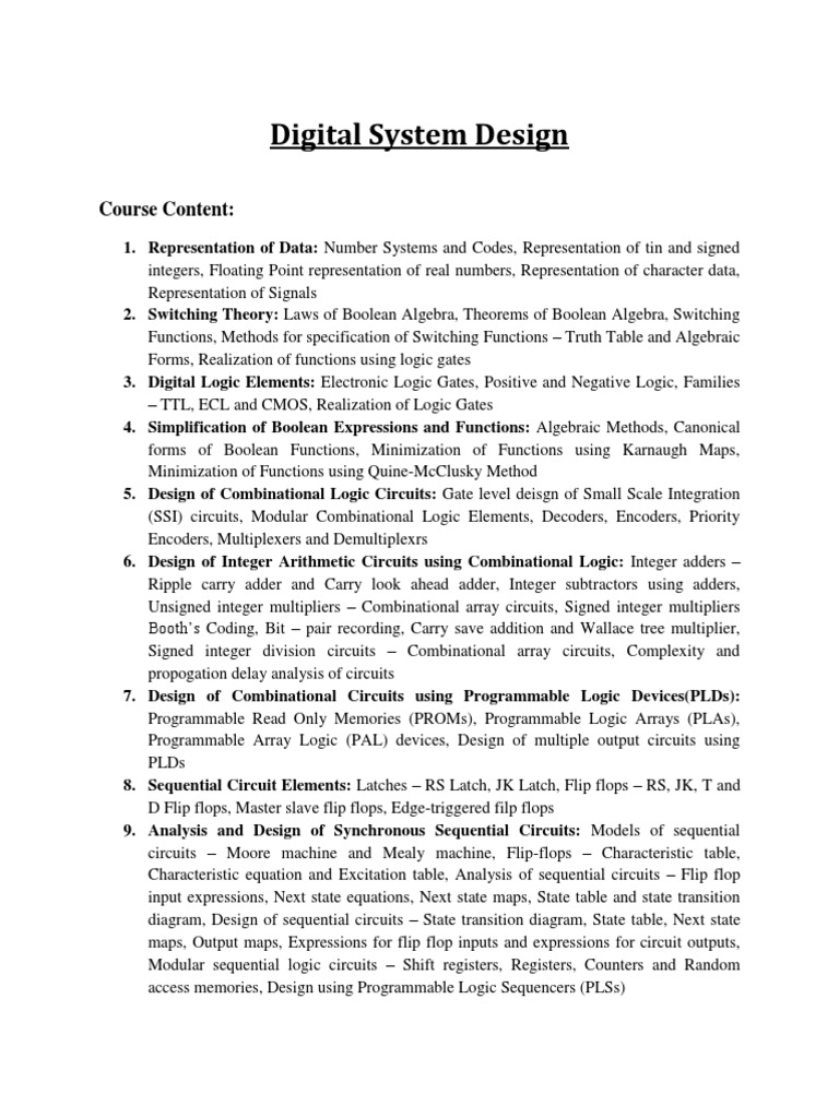 Digital System Design | PDF | Logic Gate | Digital Electronics