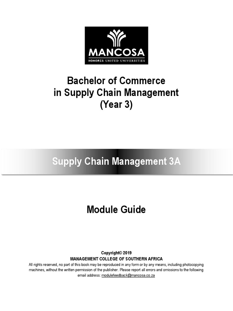 BCom SCM Year 3 Supply Chain Management 3A January 2019 | PDF | Request For Proposal | Supply Chain