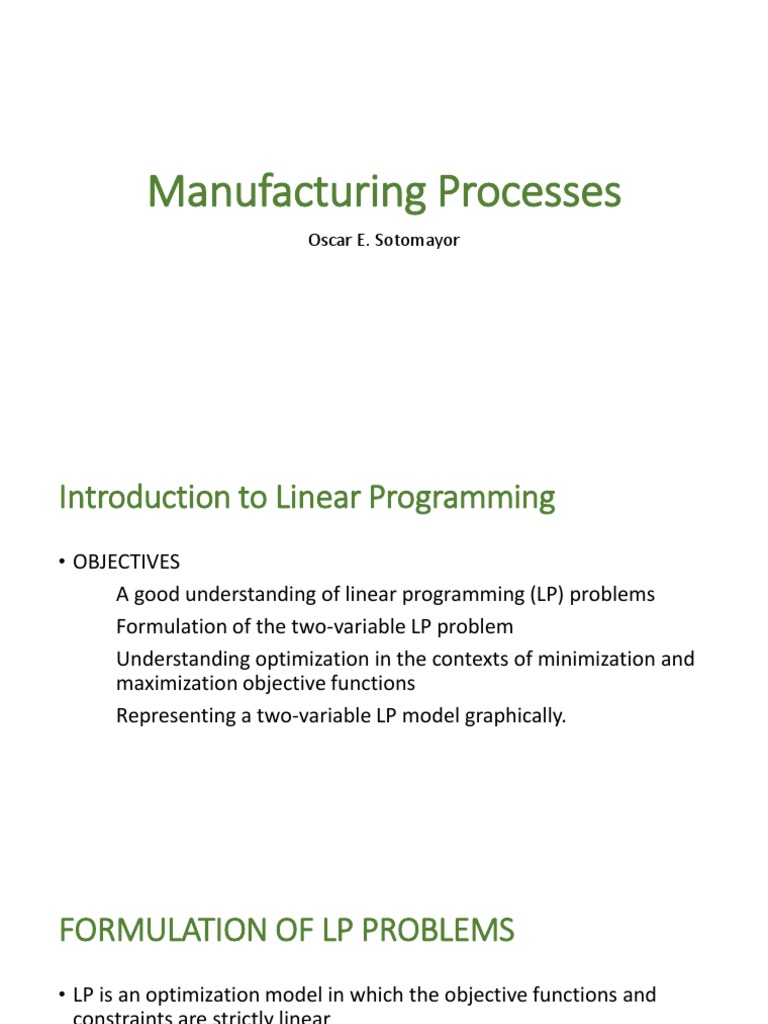Manufacturing Processes - 1 | PDF | Mathematical Optimization | Linear ...