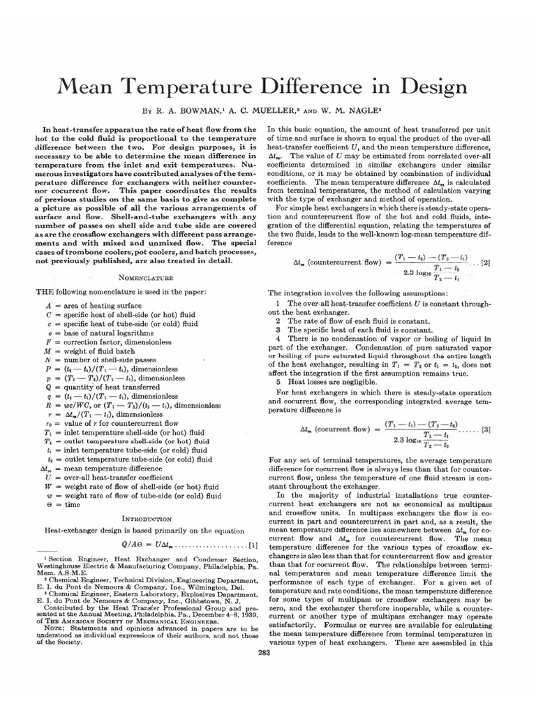 Mean Temperature Difference in Design | PDF | Heat Exchanger | Fluid ...