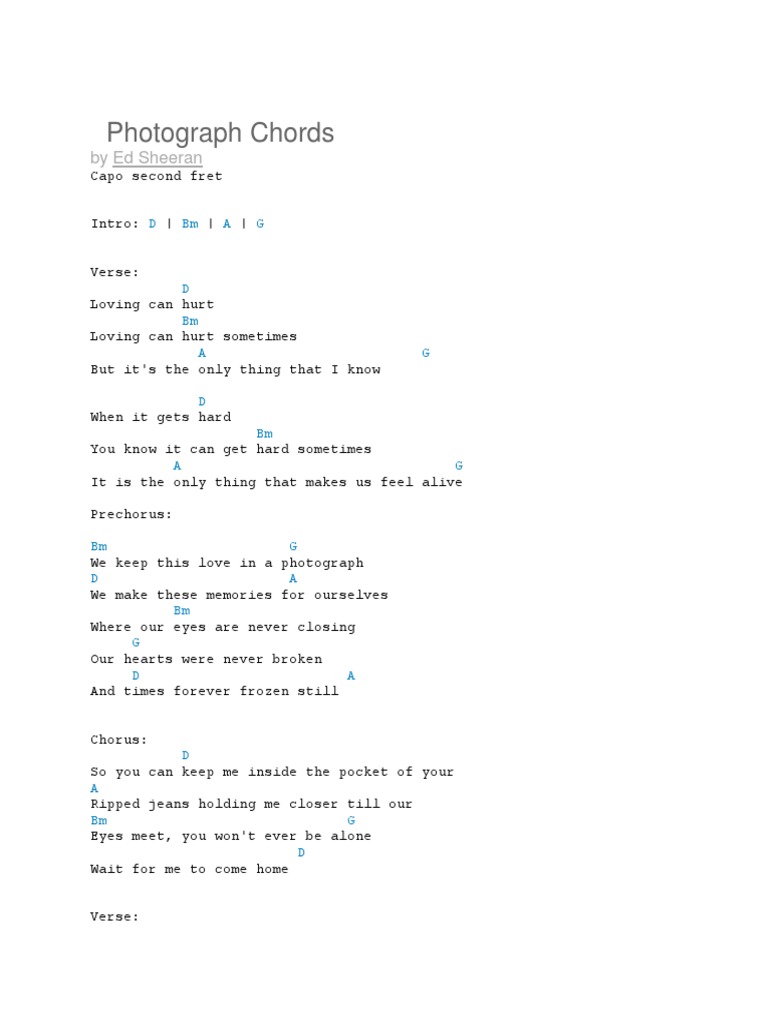 Photograph Chords: by Ed Sheeran | Download Free PDF | Song Structure