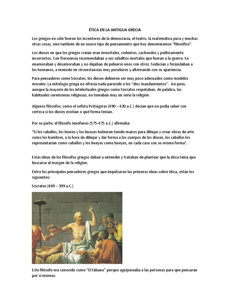 Ética en La Antigua Grecia | PDF | Caso de estudio | Sócrates