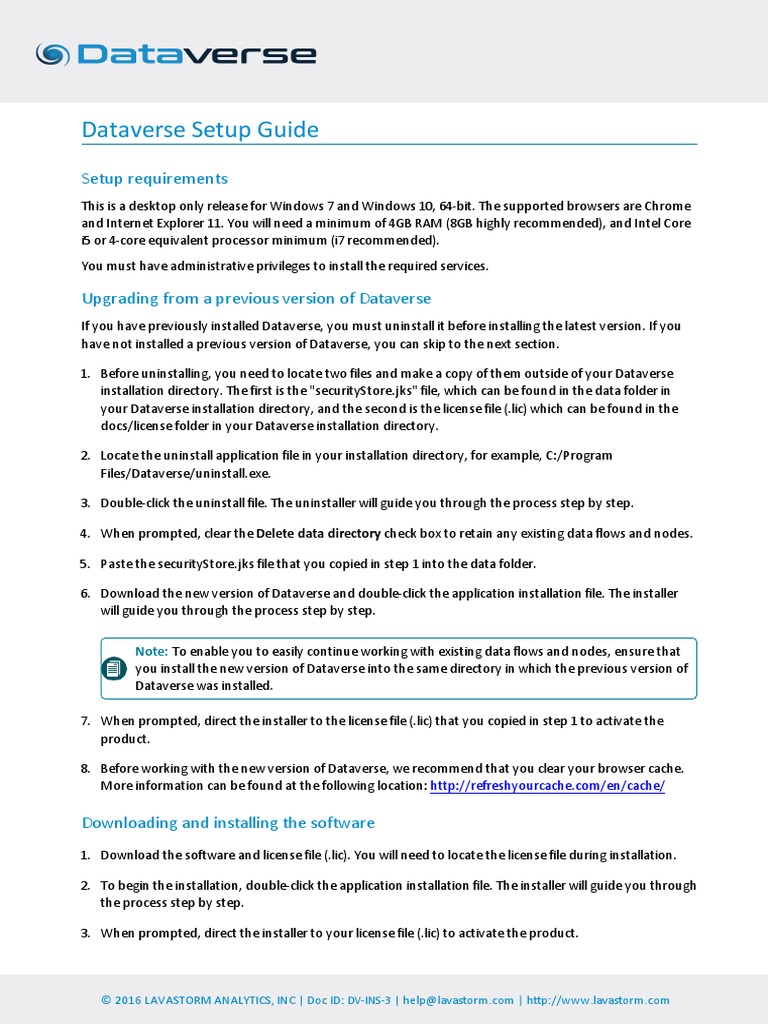 Dataverse Setup Guide | PDF | Installation (Computer Programs ...