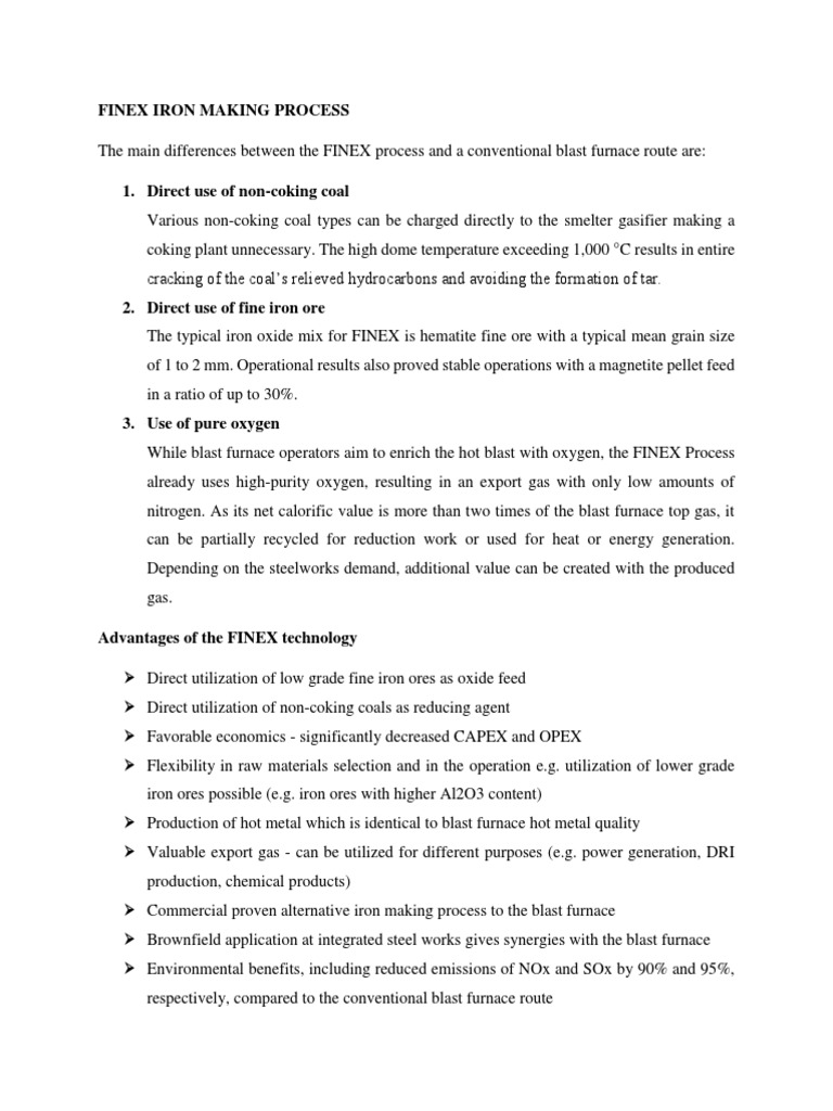 Finex Iron Making Process | PDF | Blast Furnace | Iron