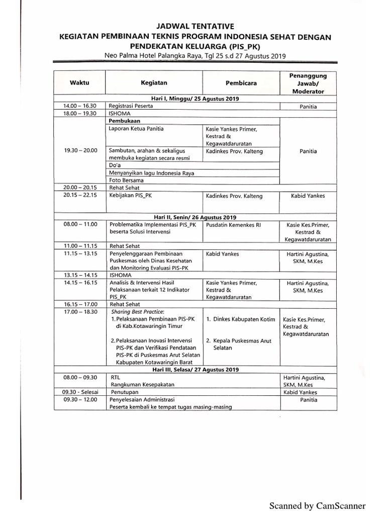 Jadwal Tentative | PDF