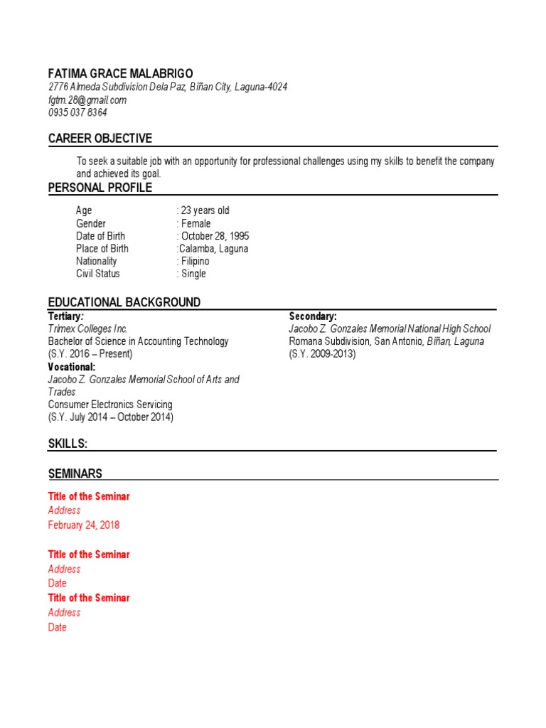 Fatima Resume | PDF