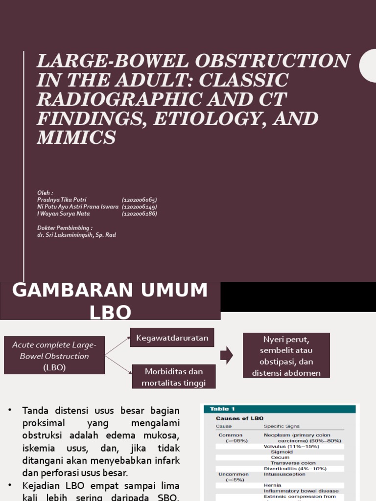 Large-Bowel Obstruction in The Adult | PDF