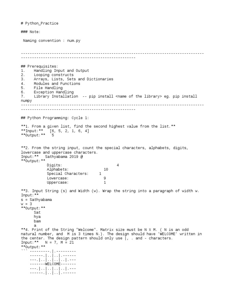 Practice Problems In Python PDF Areas Of Computer Science