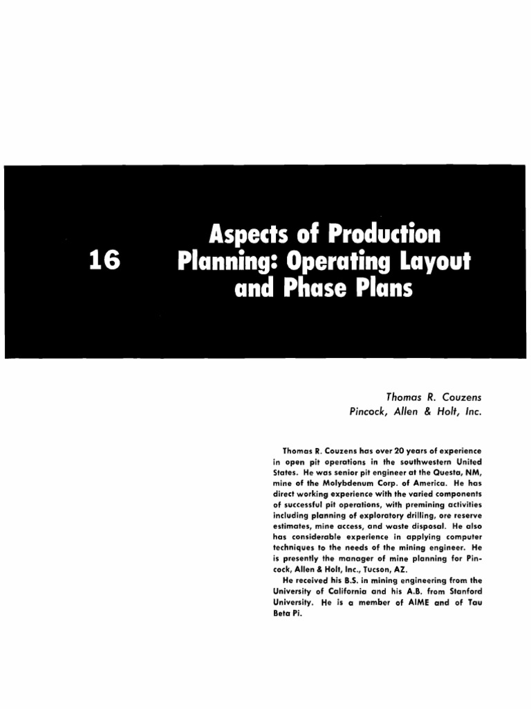 16 Aspects of Production Planning - Operating Layout and Phase Plans ...
