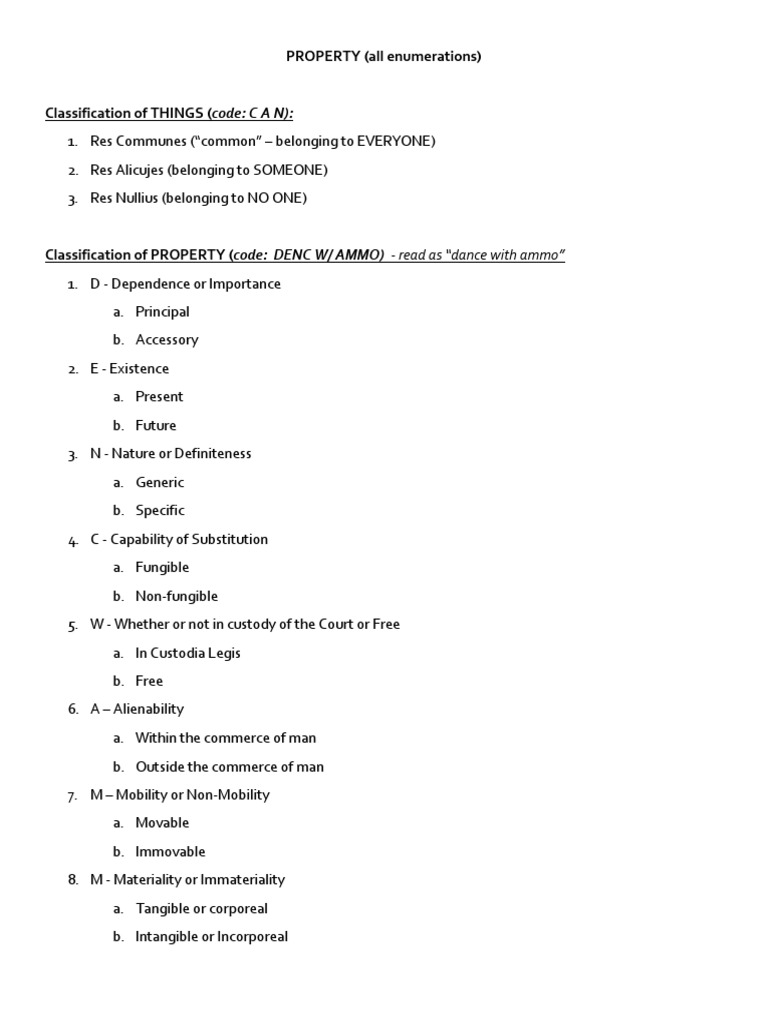 Property Mnemonics Chs. 1 2 | PDF | Real Property | Property