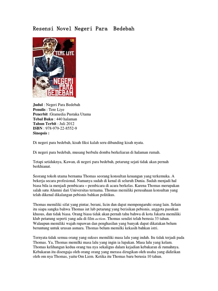 Resensi Novel Negeri para Bedebah | PDF Resensi Novel Negeri para Bedebah | PDF