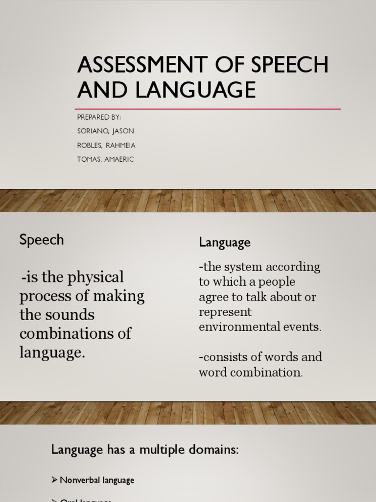 Assessment Tools for Evaluating Speech and Language Skills | PDF ...