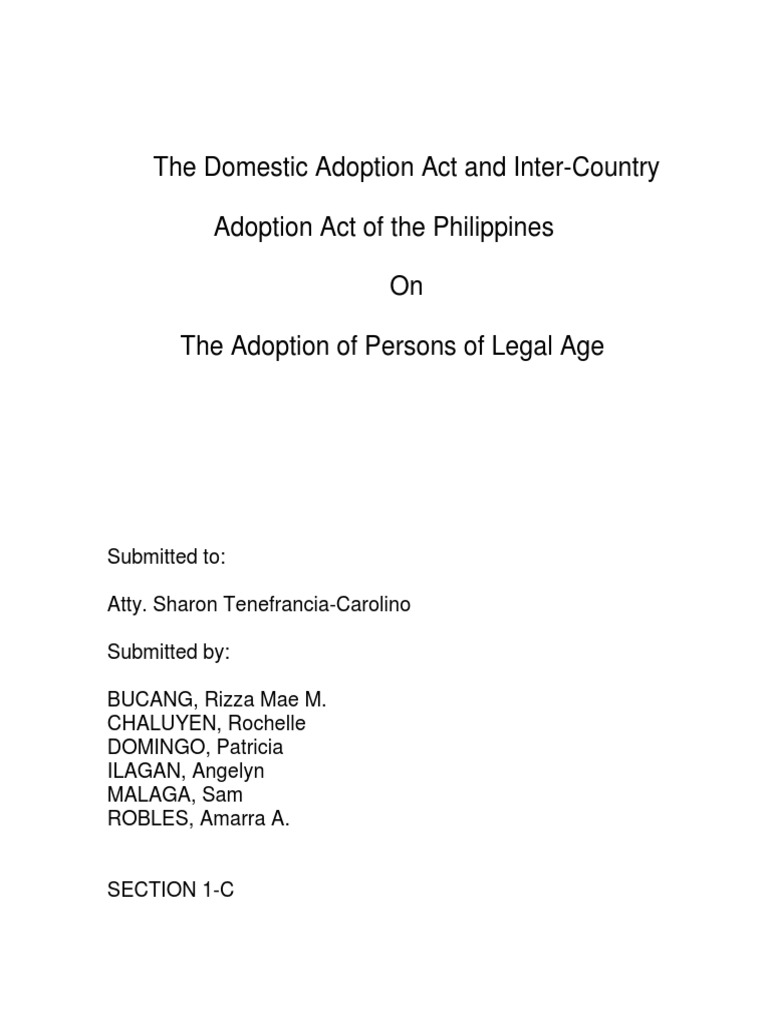 The Domestic Adoption Act and Inter-Country Adoption Act of The ...