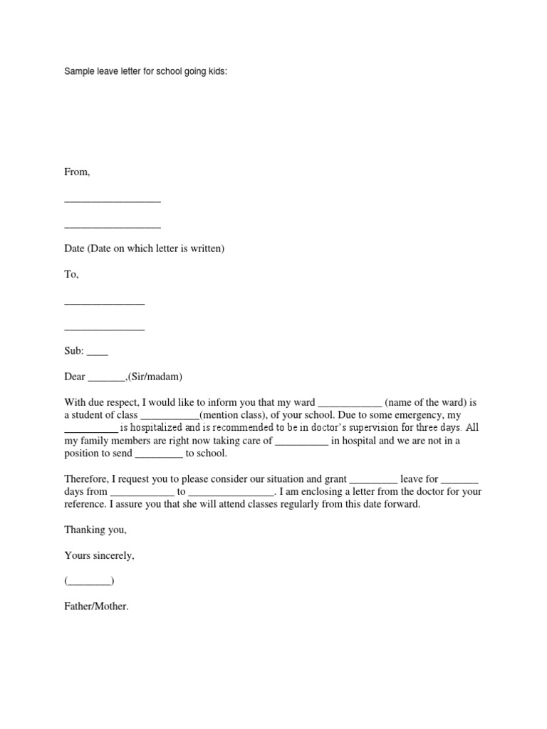 Leave Letter Sample | PDF