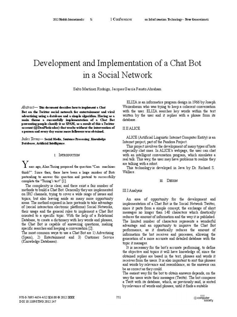 Development and Implementation of A Chat Bot | PDF | Internet Bot ...