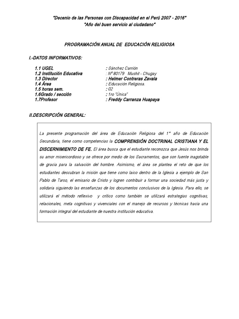 Programacion Anual de Religión | PDF | María, madre de Jesús | Evangelios