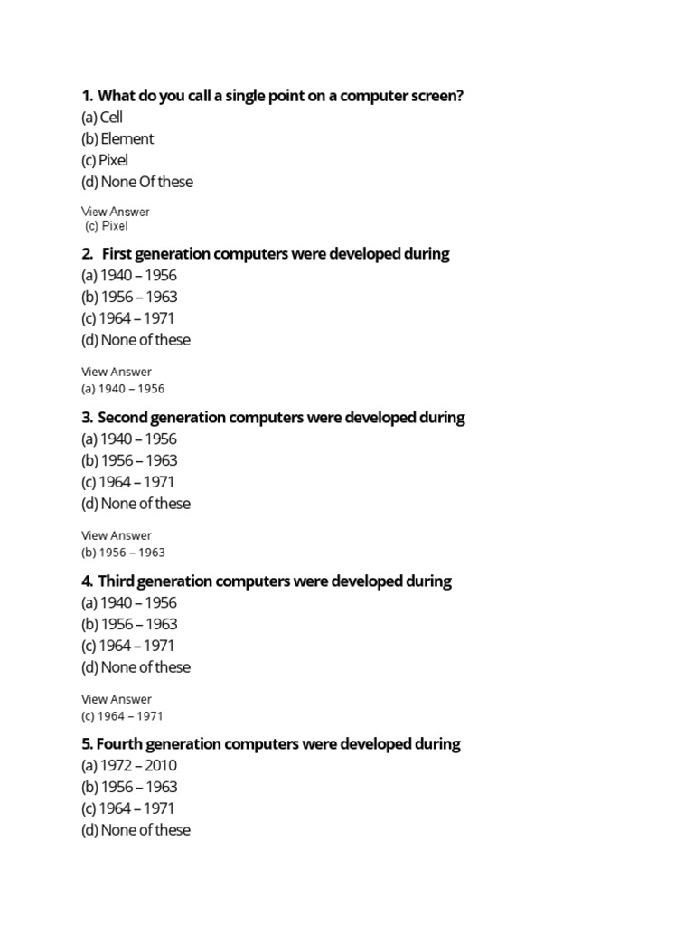 Computer Mcqs | PDF | Computer Data Storage | Computer Monitor