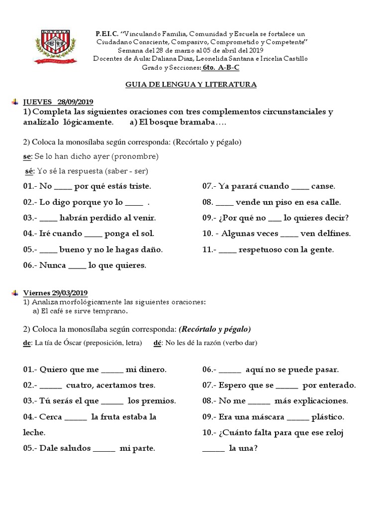 Guía de Lengua y Literatura 6to Grado | PDF | Entorno natural | Ecología