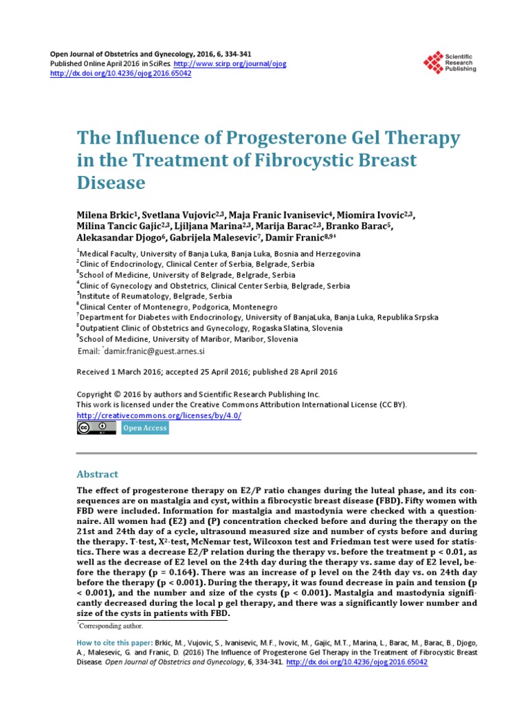 The Influence Of Progesterone Gel Therapy In The T Pdf Pdf