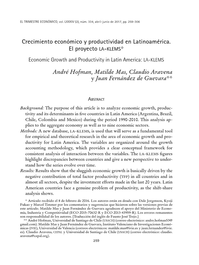 Economic Growth and Productivity in Latin America: An Analysis Using ...