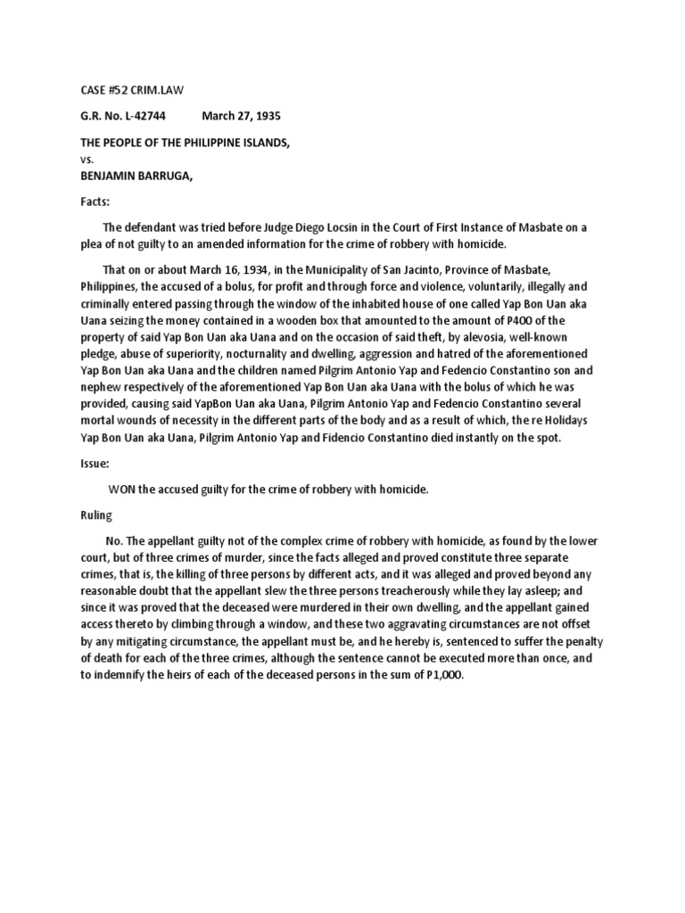 Robbery with Homicide Case Summary | PDF | Social Science | Law
