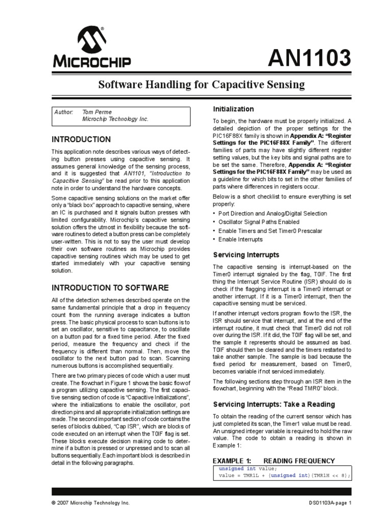 Microchip PIC16F PIC16F882 Learning Centre MCU Application Notes ...