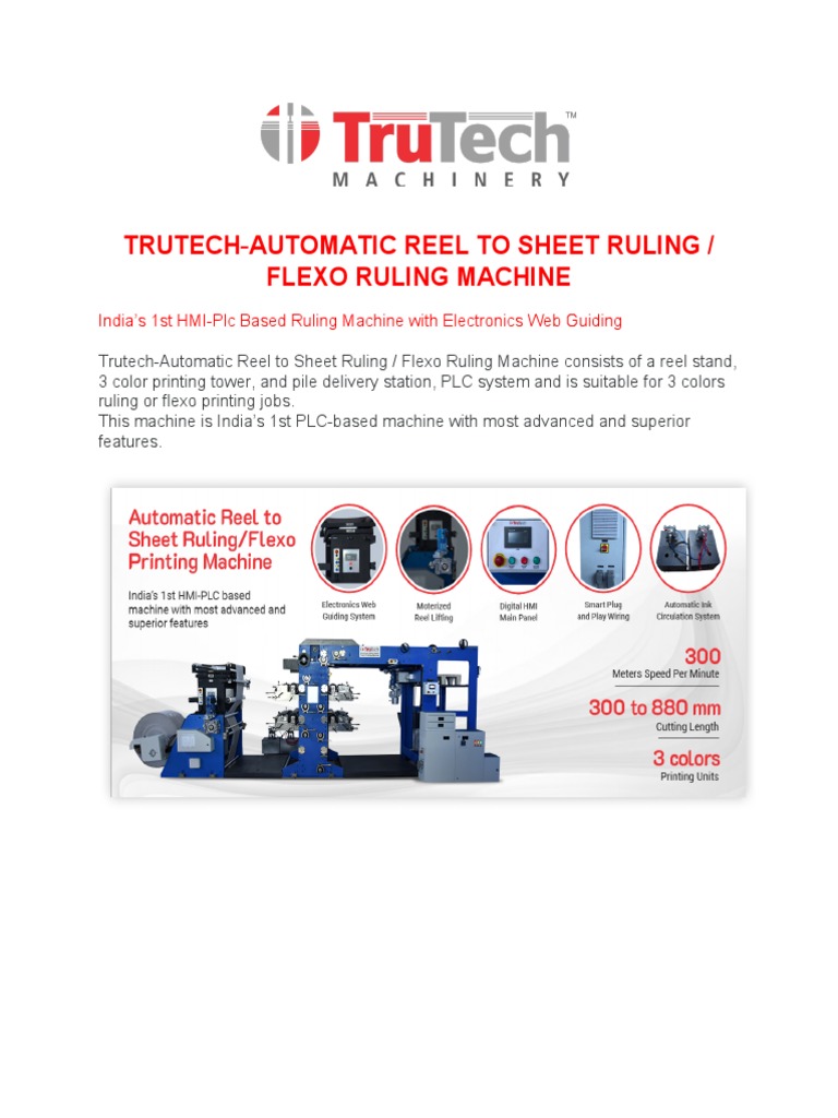 India's 1st HMI-Plc Based Automatic Reel to Sheet Ruling Machine | PDF ...