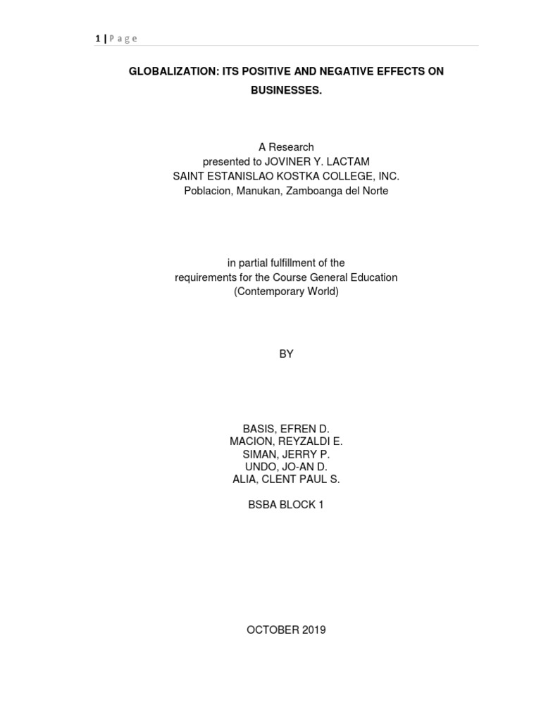Globalization Research Paper | PDF | Globalization | Employment