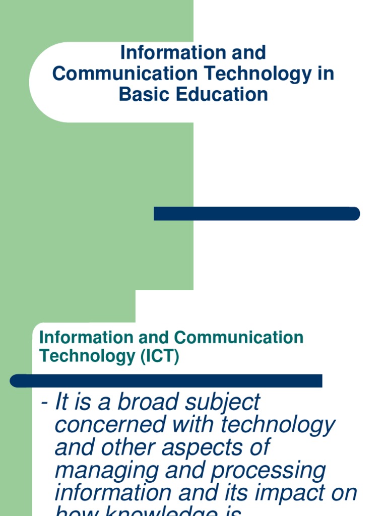 Information and Communication Technology in Basic Education | PDF ...