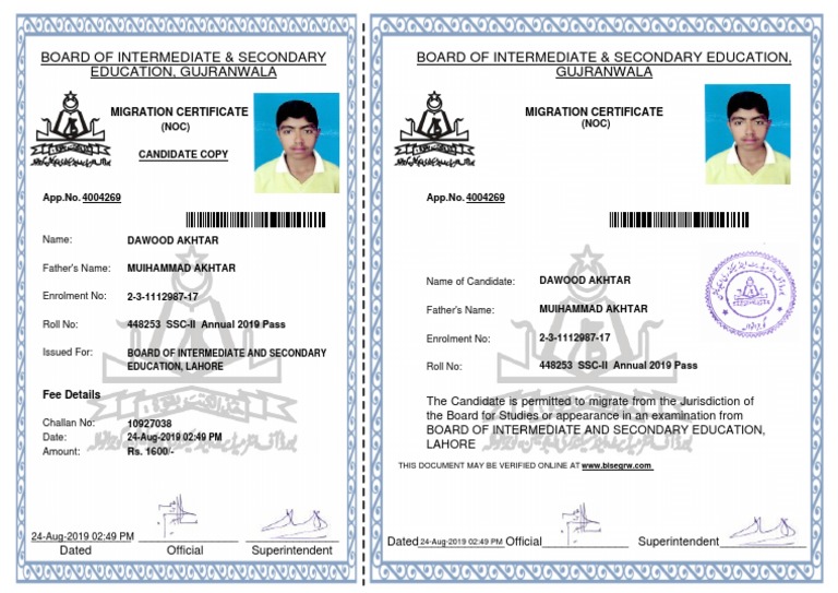 Board of Intermediate & Secondary Education, Gujranwala Board of ...
